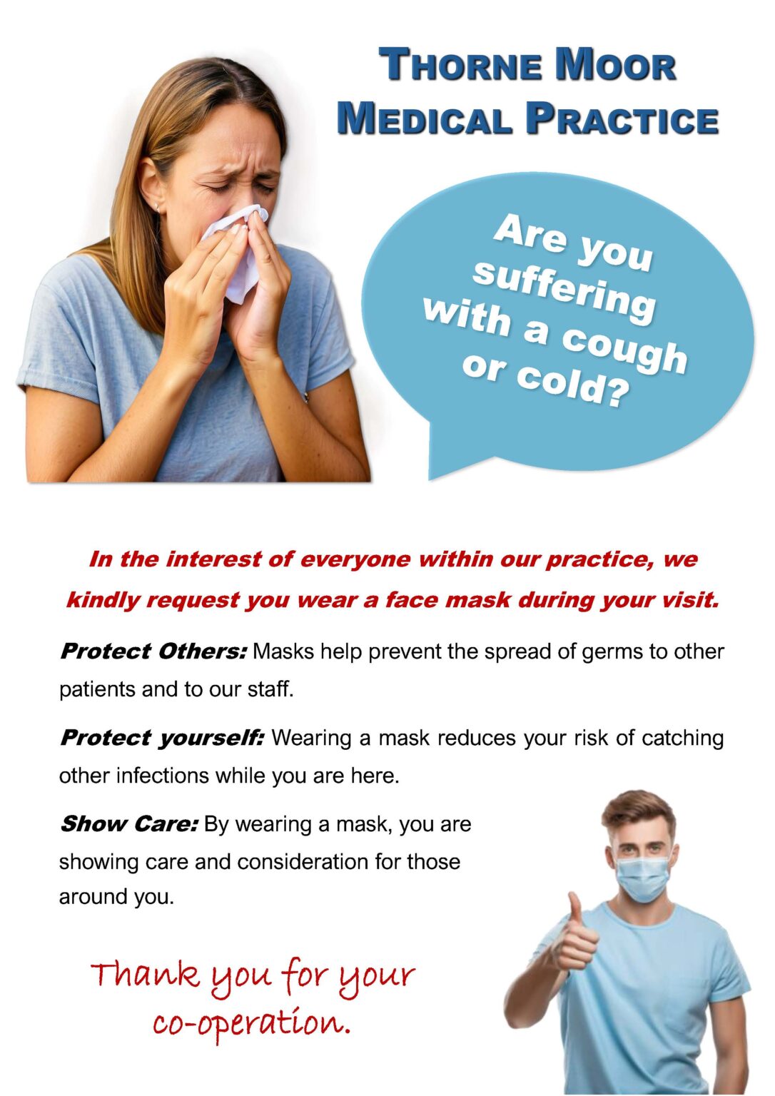 Please wear a face mask when suffering with a cough or cold – Thorne ...